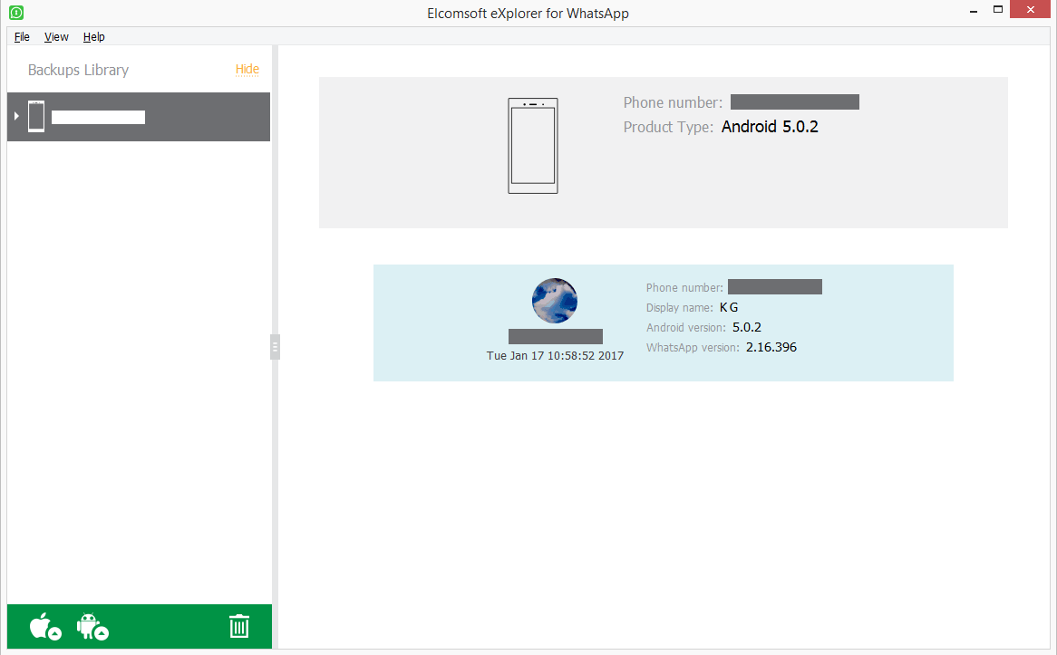 Working with data loaded from Android device